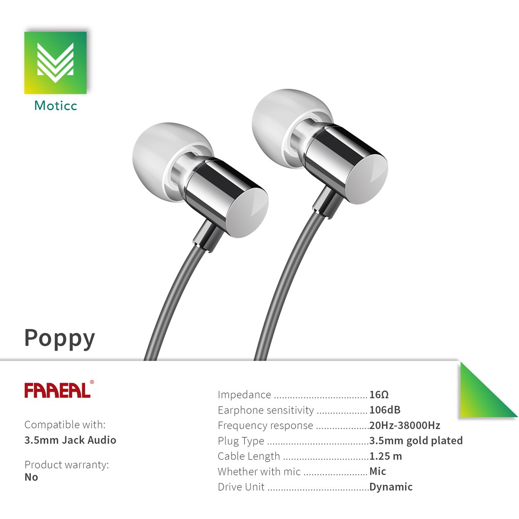Jual FAAEAL Poppy Earphone In Ear Hifi Stereo Bass Bahan Metal Dengan ...