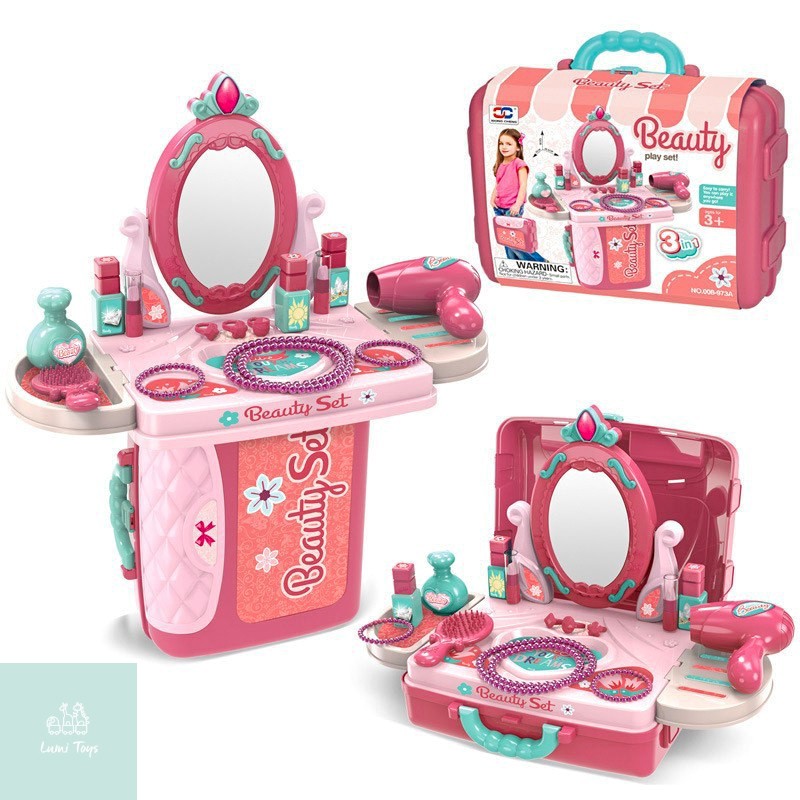 Jual Mainan Anak 3 in 1 Beauty Set - Meja Rias Beauty Playset Mainan ...