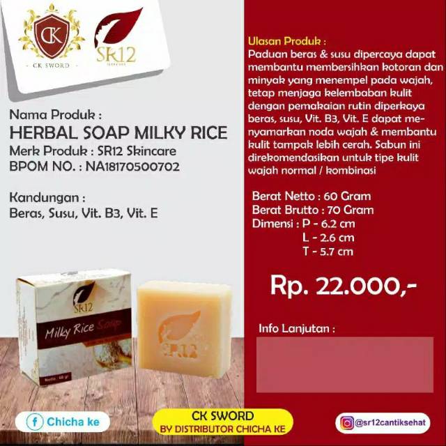 Jual Herbal soap /milky rice sabun beras susu sr12 | Shopee Indonesia
