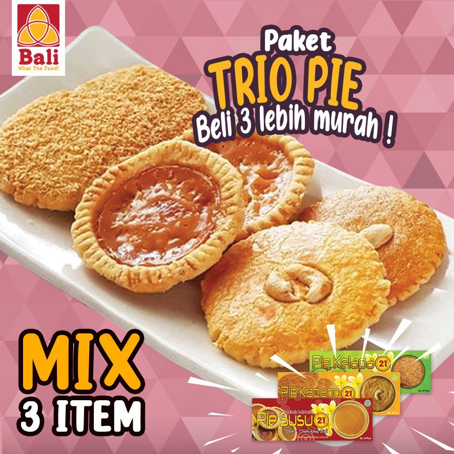 Jual Pie Susu 21 Bali Paket Trio Pie Mix (3 box @9pcs) | Shopee Indonesia