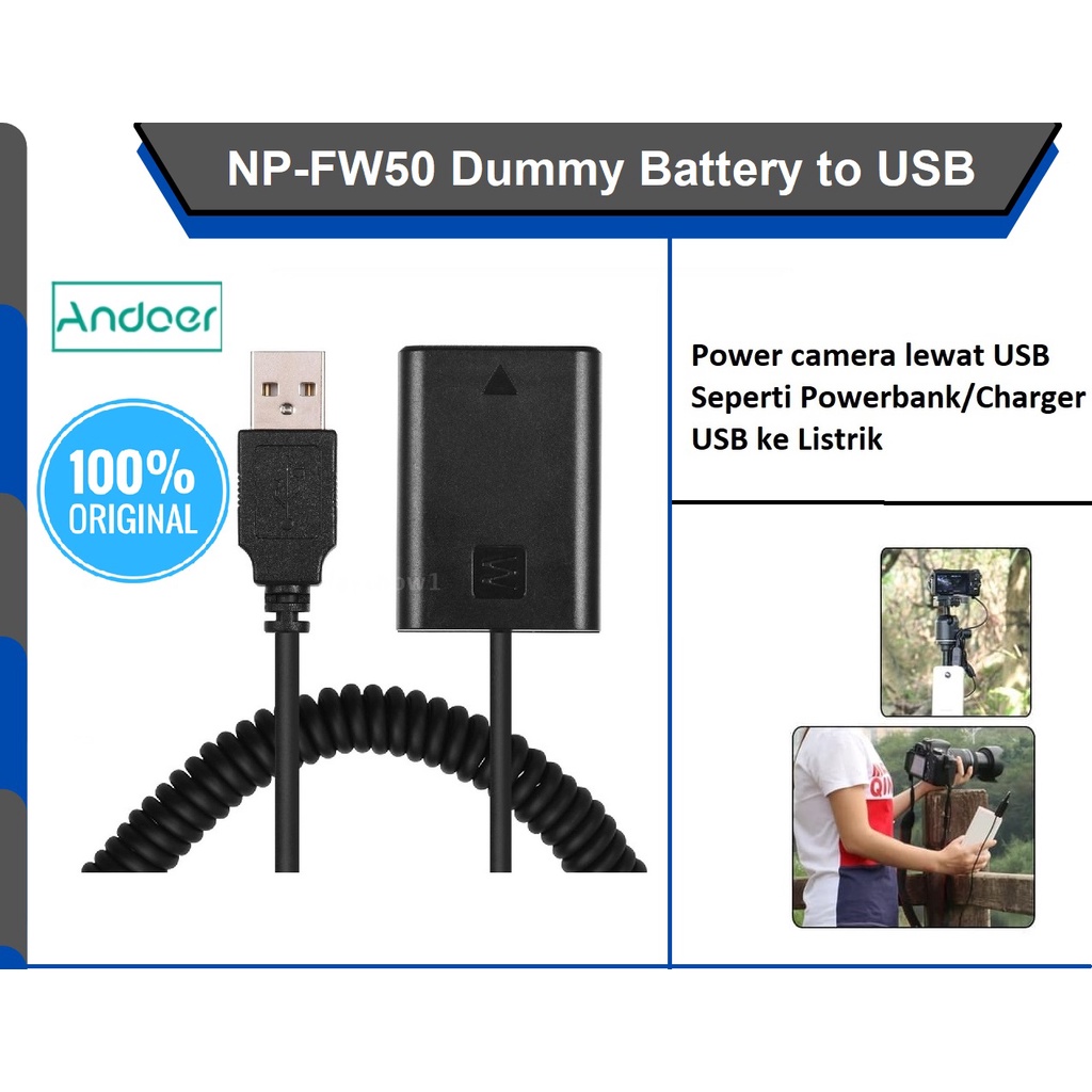 Jual NP-FW50 Battery Dummy DC Adapter To USB 5V 2A (Power bank) Sony ...