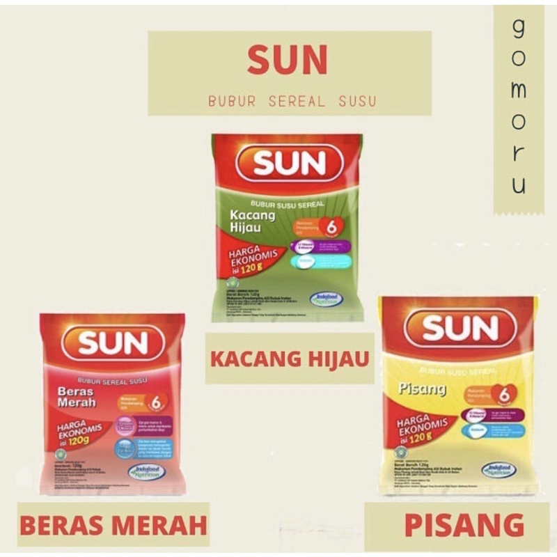 Jual Bubur SUN Ekonomis rasa Pisang / Beras Merah / Kacang Hijau 120g ...