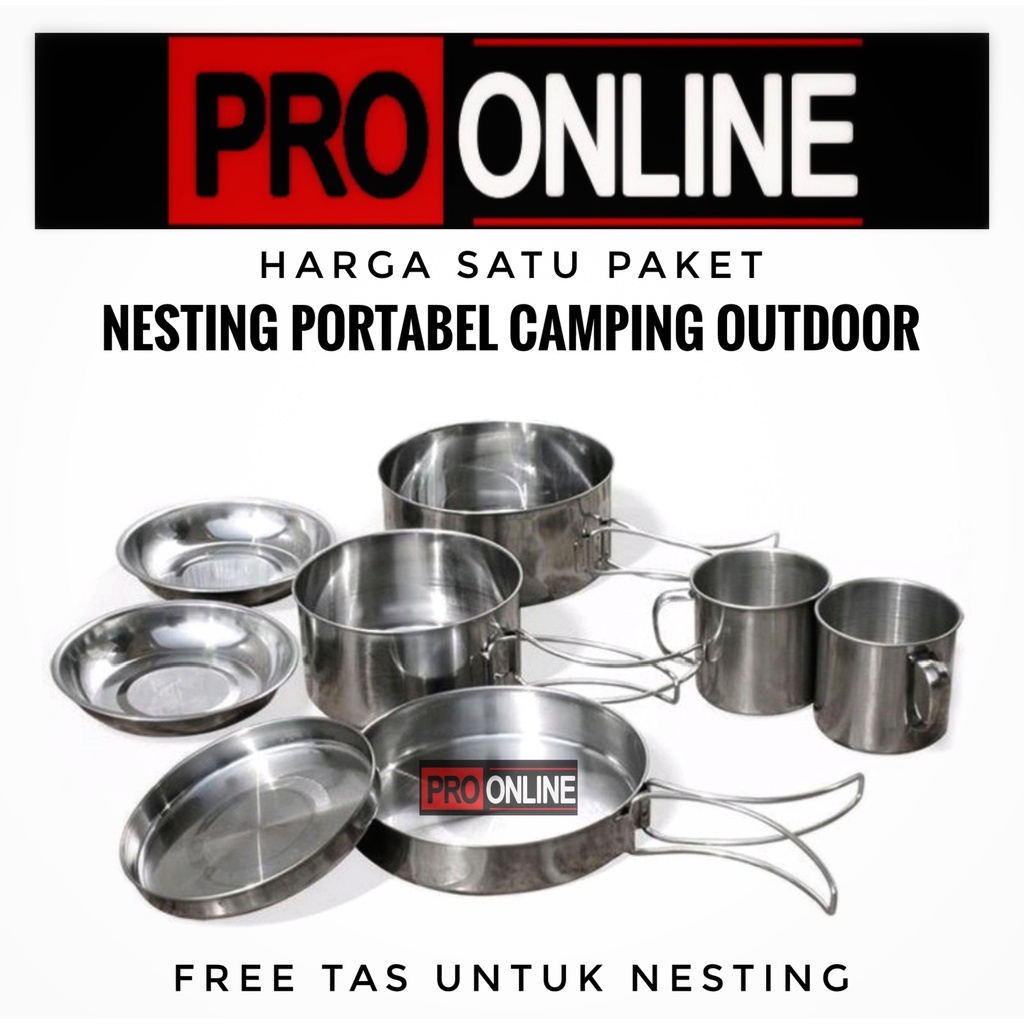Jual Nesting 8 set stainless dan kompor windproof - cooking set ...