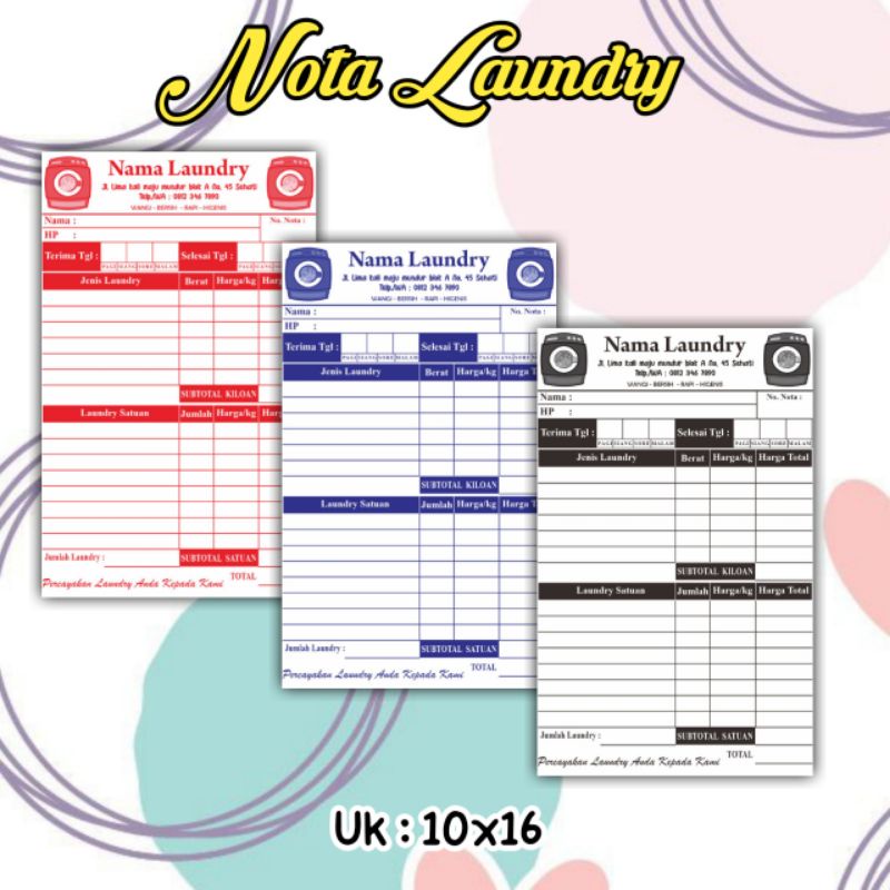 Jual NOTA LAUNDRY 006 UK 10X16 ATAU 1/4 FOLIO | Shopee Indonesia