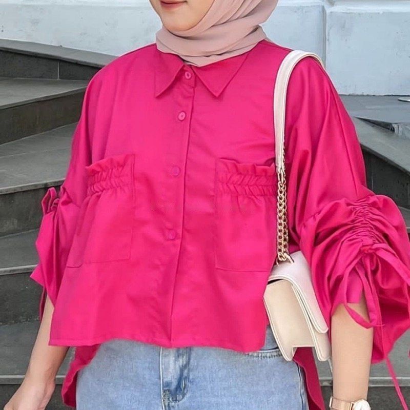 Jual SHAVA / SEORINA SHIRT / TERINA / XXL CANTIKA TOP POPLIN POCKET ...