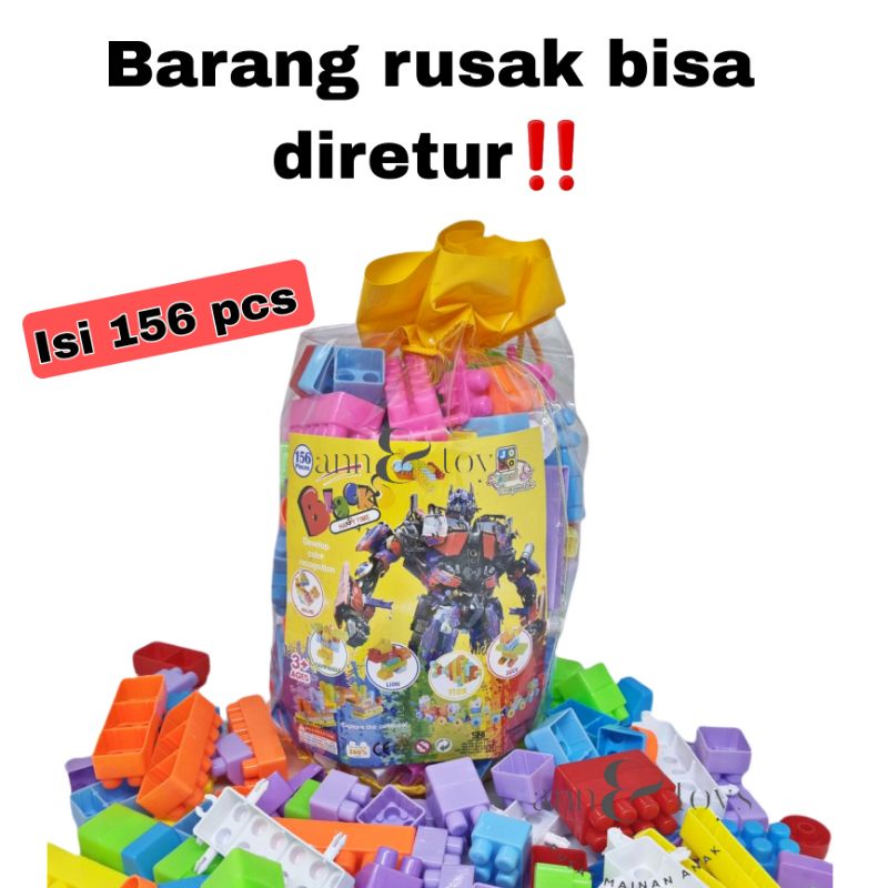 Jual Mainan Anak Edukasi Balok Susun Block Happy Time isi 156 PCS ...