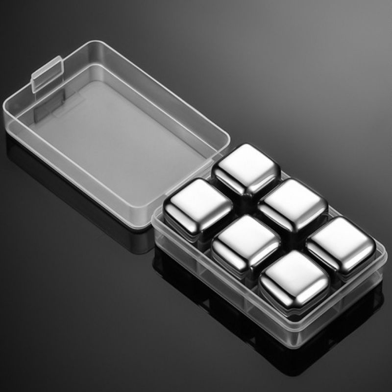 Jual Es Batu Stainless Reuseable Ice Cube 6pcs /Box | Shopee Indonesia