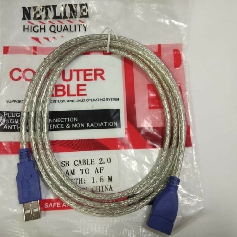 Jual Kabel Extension USB2.0 1,5 Meter Perpanjangan Male to Female Netline Cable | Shopee Indonesia