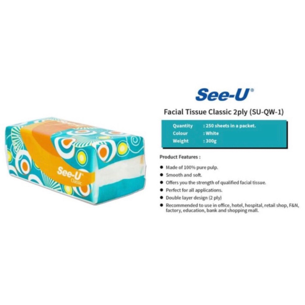 Jual Tisu SEE-U 250 SHEETS Facial Tissue SEE U Tissu Wajah / Tisu tissue See-U See U 250 sheet ...