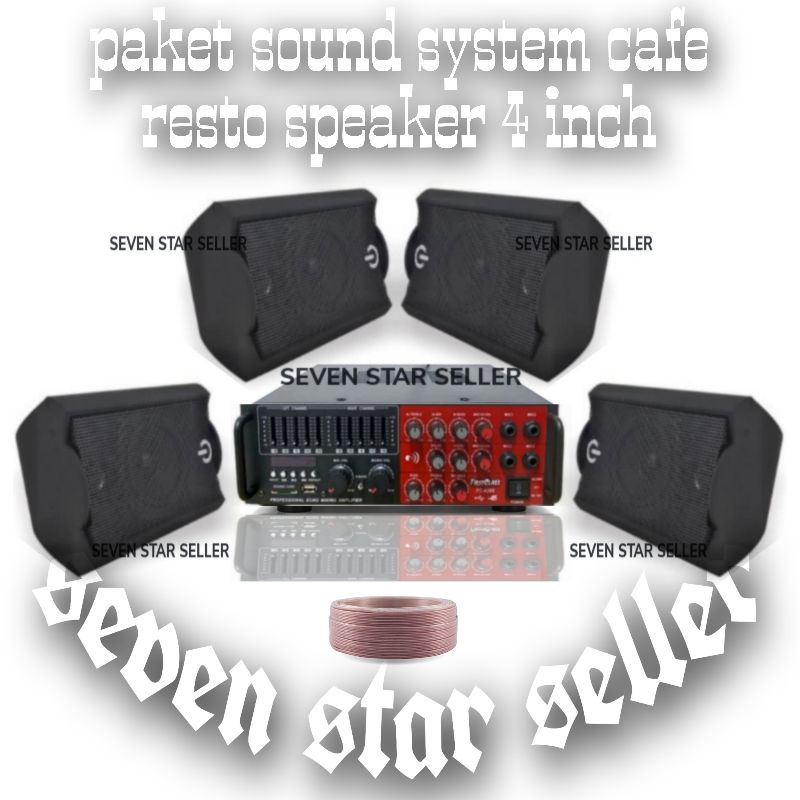 Jual paket sound cafe resto minimalis 1unit amplifier 4 unit speaker ...