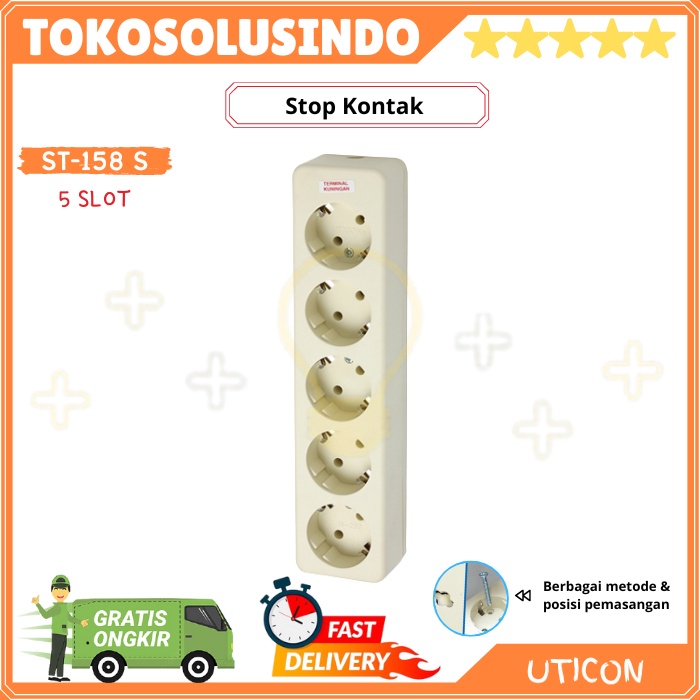 Jual Stop Kontak UTICON Arde Terminal Kuningan Tanpa Kabel / Colokan Tambahan / 1 Lubang / 2 ...
