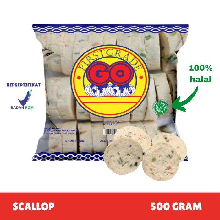 Jual N [FROZEN FOOD GO] SCALLOP / SCALLOB IKAN ISI 40 (500GR) MAKANAN ...