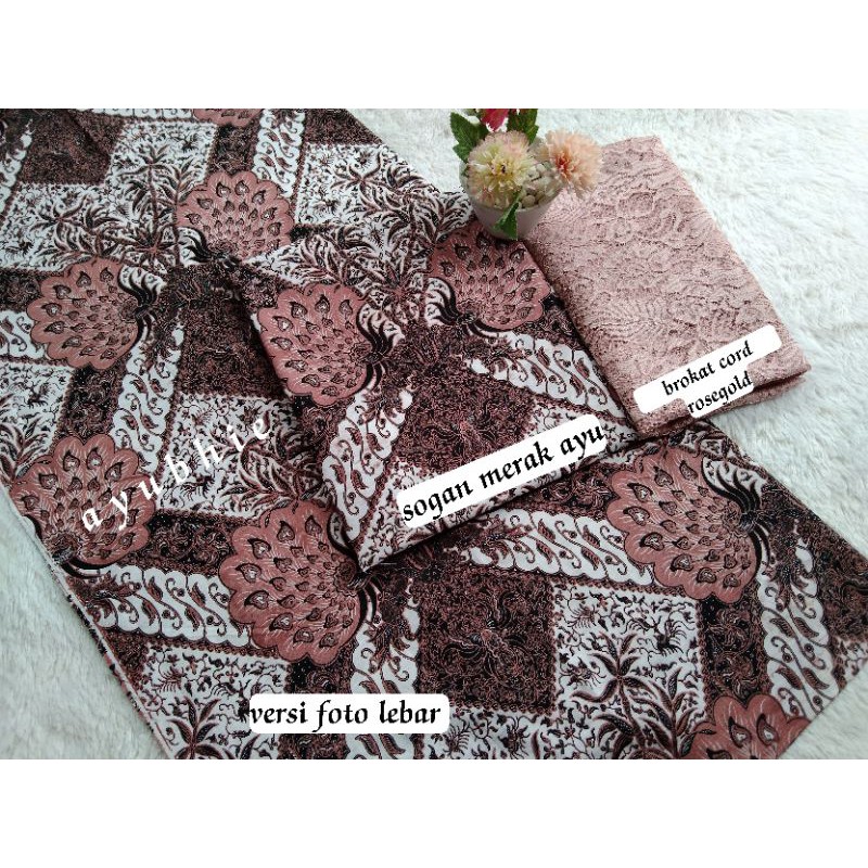 Jual Kain Batik Sogan Jarik Katun Set Brokat Bahan Kebaya Tile ...