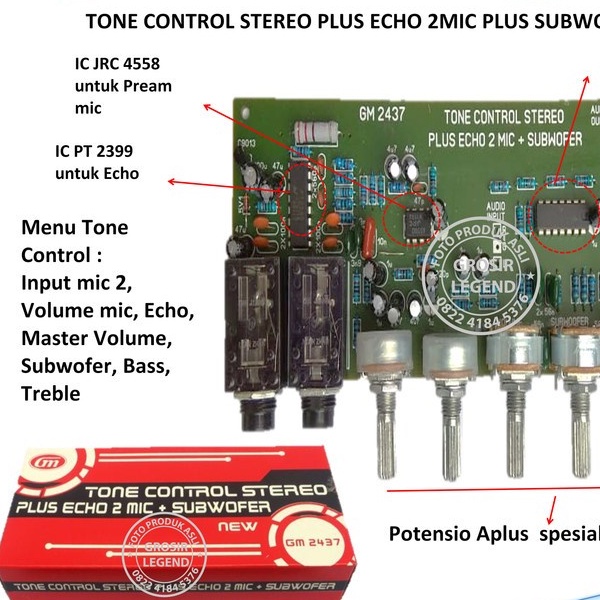 Jual Kit tone control stereo plus Echo plus Subwofer 2 input mic GM ...