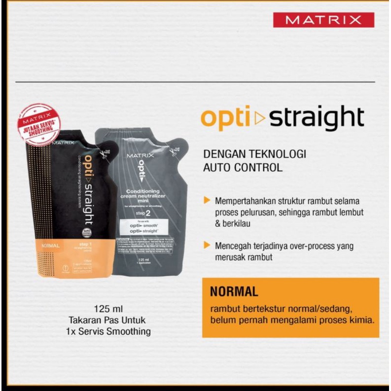 Jual obat smooting rambut MATRIX OPTISTRAGHT Normal /Resistent 125 ml ...