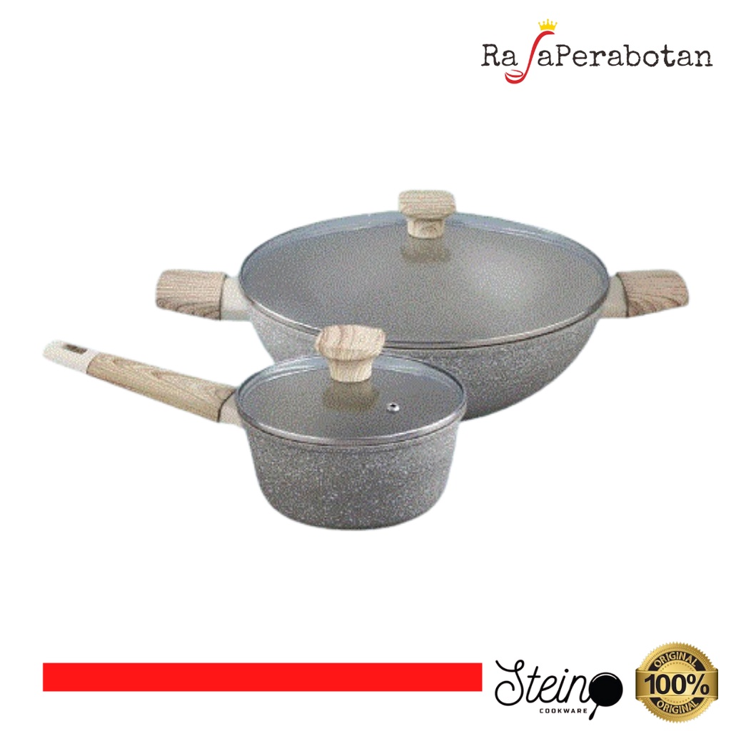 Jual Stein Steincookware Carrara Panci Set / Sauce pan 18cm Dan Wok 32cm / Anti Lengket Original ...