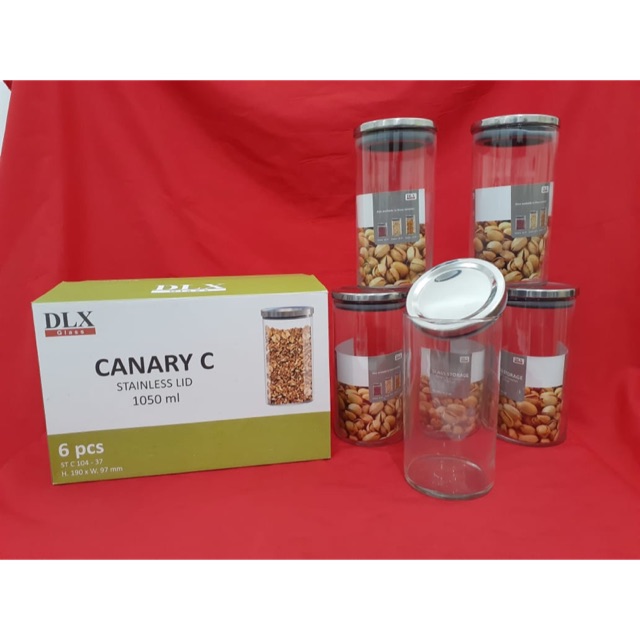 Jual Toples kaca dlx canary C tutup stainless 1050ml ( 6pcs ) | Shopee Indonesia