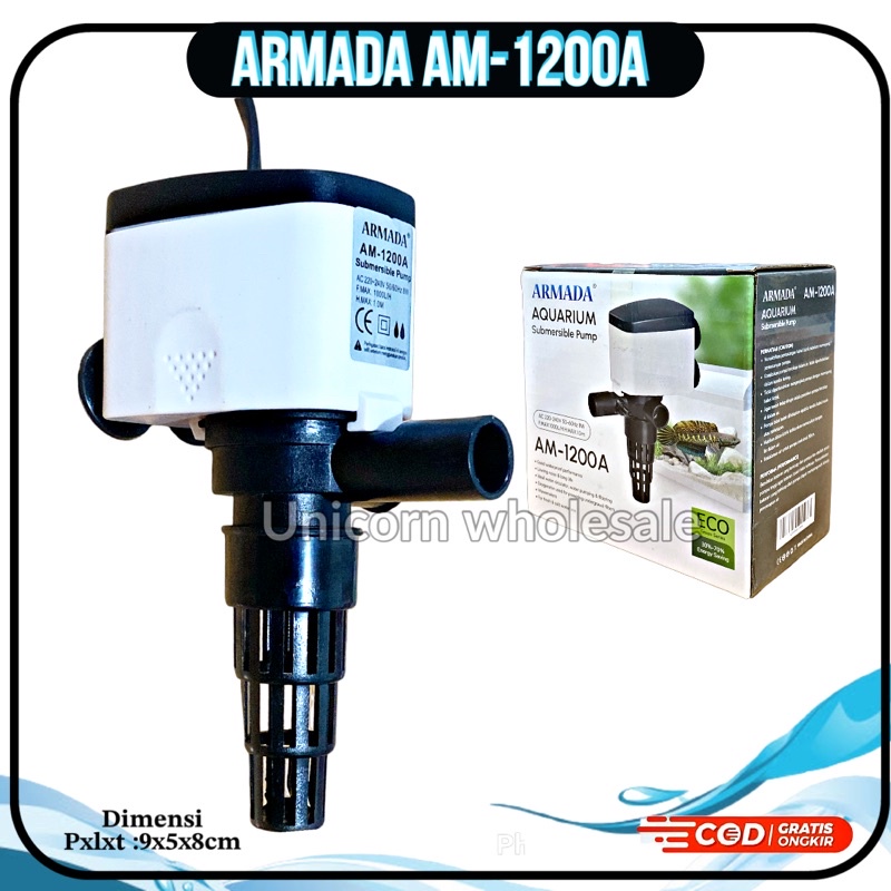 Jual ARMADA AM 1200A POMPA AIR CELUP AQUARIUM KOLAM SUBMERSIBLE PUMP ...