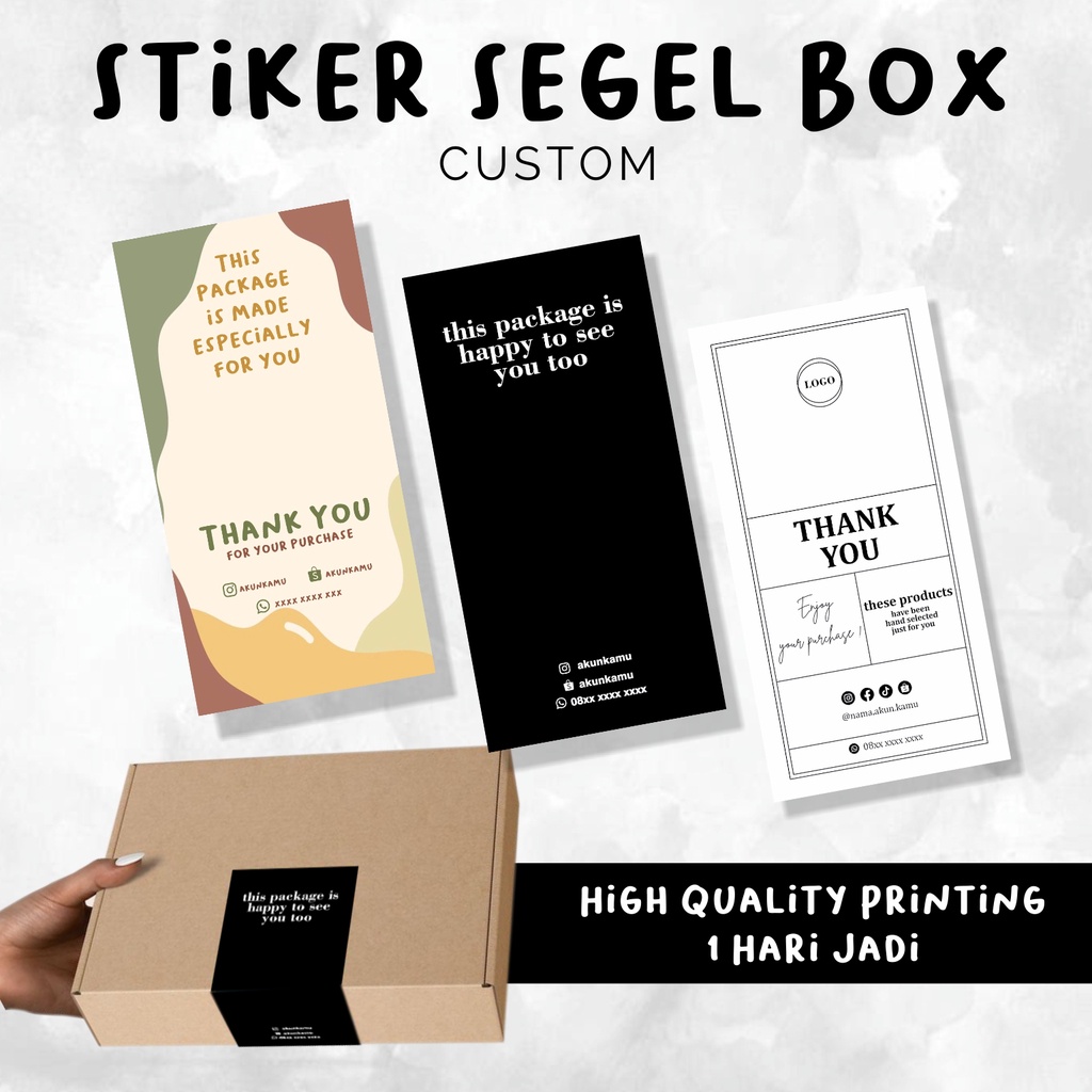 Jual STICKER SEGEL BOX PACKAGING CUSTOM/ HAMPERS / LABEL BOX PACKAGING ...