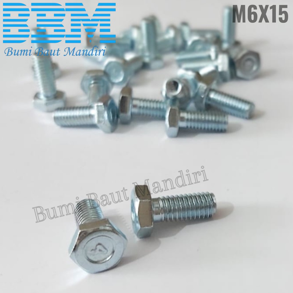 Jual BAUT MUR BESI 6x15 PUTIH // BAUT DAN MUR 6X15 // BMP 6x15 PER PACK ...