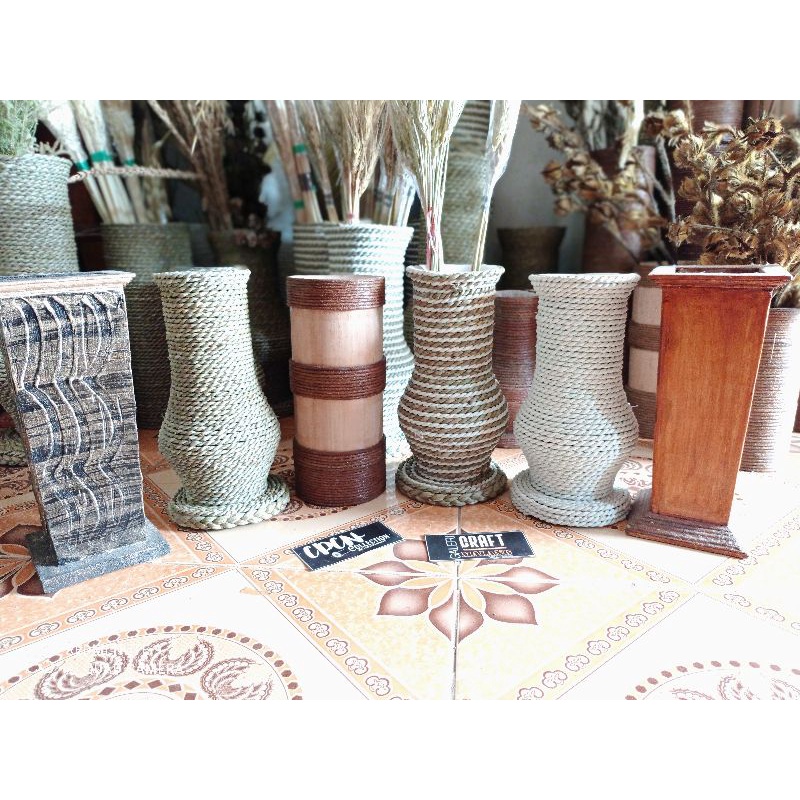 Jual vas bunga | vas kayu | pot guci aesthetic | TINGGI 25 CM | Shopee ...