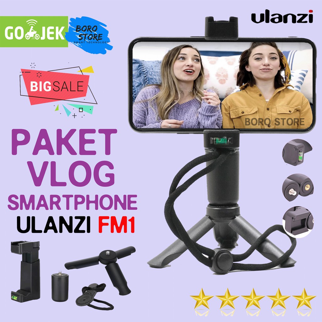 Jual Paket Vlog FM1 Ulanzi F-Mount Smartphone Vlogger Vlogging dan Livestreaming Holder LED ...