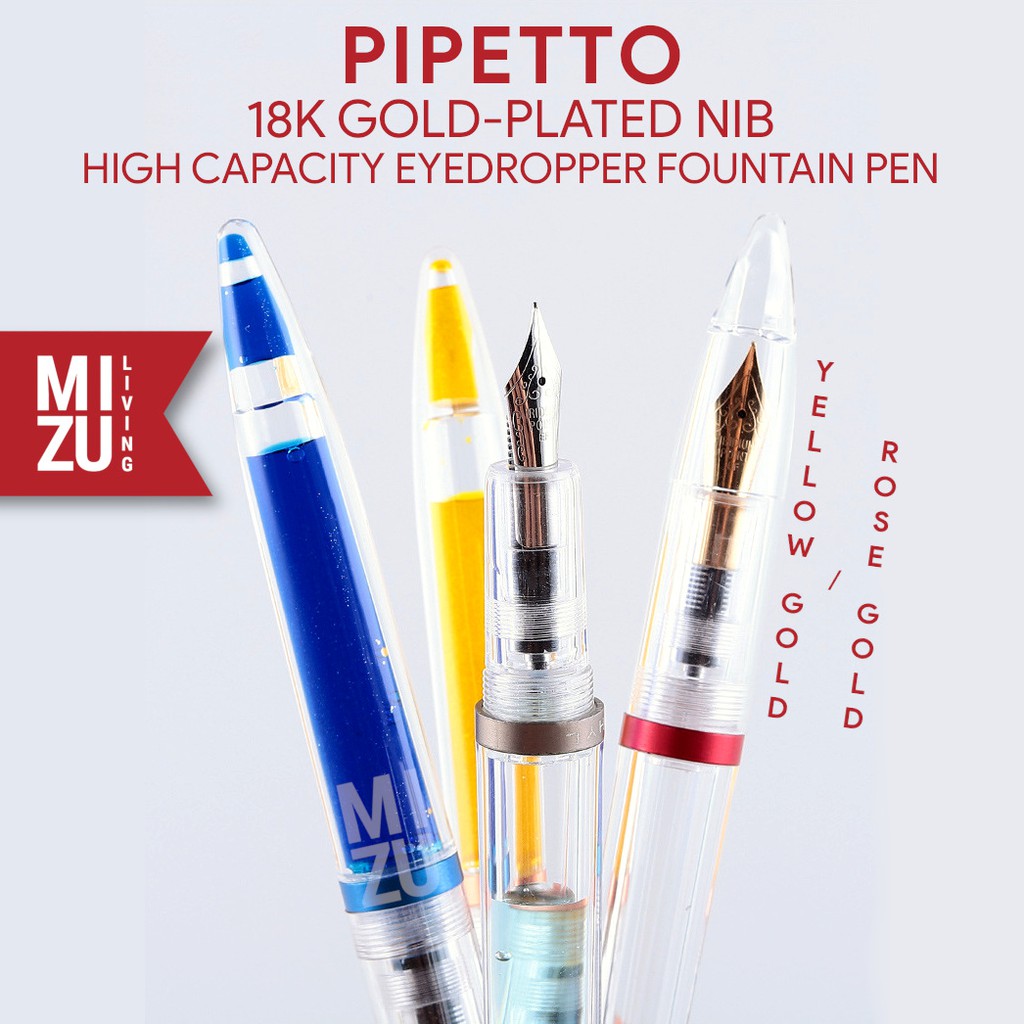 Jual MIZU PIPETTO Eyedropper Fountain Pen 18K Yellow/Rose Gold-Plated ...