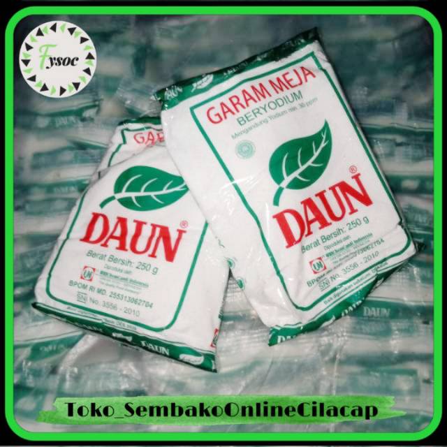 Jual GARAM MEJA BERYODIUM CAP DAUN 250 GR | Shopee Indonesia