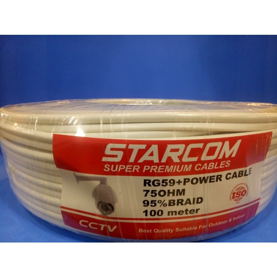 Jual KABEL STARCOM RG59 + POWER 100M (Putih) | Shopee Indonesia