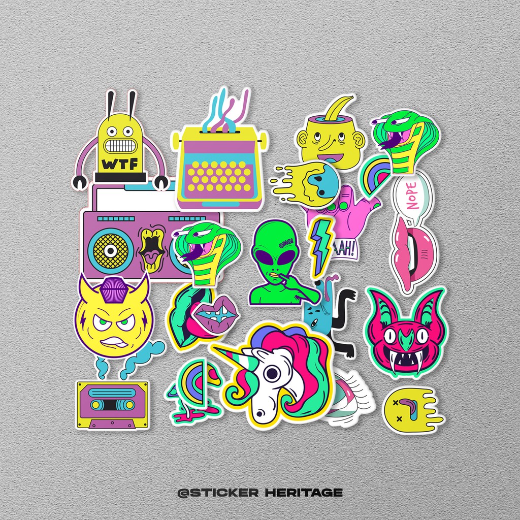 Jual sticker stiker monster design untuk laptop, untuk hp stiker ...