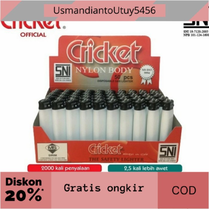 Jual Korek Api Cricket Standar Bodi Polos Khusus SABLON Promosi - Putih ...
