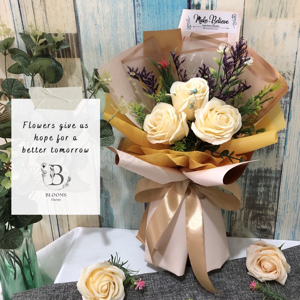 Jual BLOOMS FLORIST Buket Bunga Sabun 3 Kuntum Mawar Premium Bunga ...