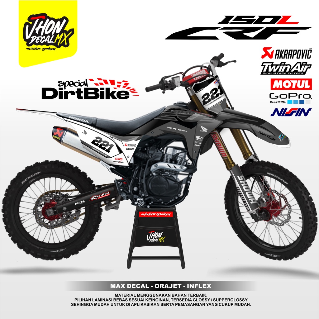 Jual DECAL CRF HITAM / Decal CRF 150 L Full Body Super Glossy Bahan MAXDECAL Sticker CRF 150 L ...