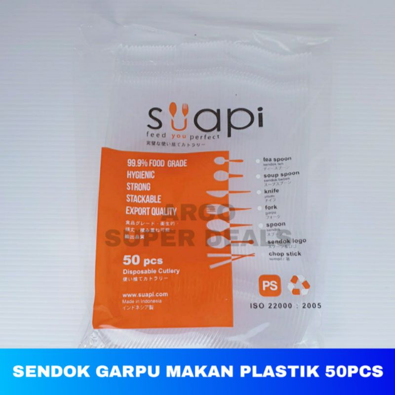 Jual SUAPI Sendok Garpu Makan Plastik Bening 50pcs | Shopee Indonesia