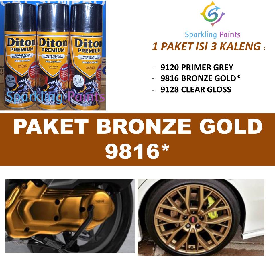 Jual Paket Lengkap Cat Pilox Diton Premium 9816 Bronze Gold Tembaga ...