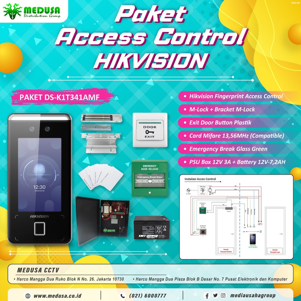Jual Paket Access Control Lengkap DS-K1T341AMF PSU 12V 3A + Battery | Shopee Indonesia