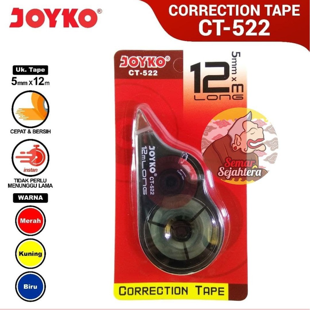Jual [PCS] CORRECTION TAPE / TYPE X KERTAS JOYKO CT-522 12 METER ...