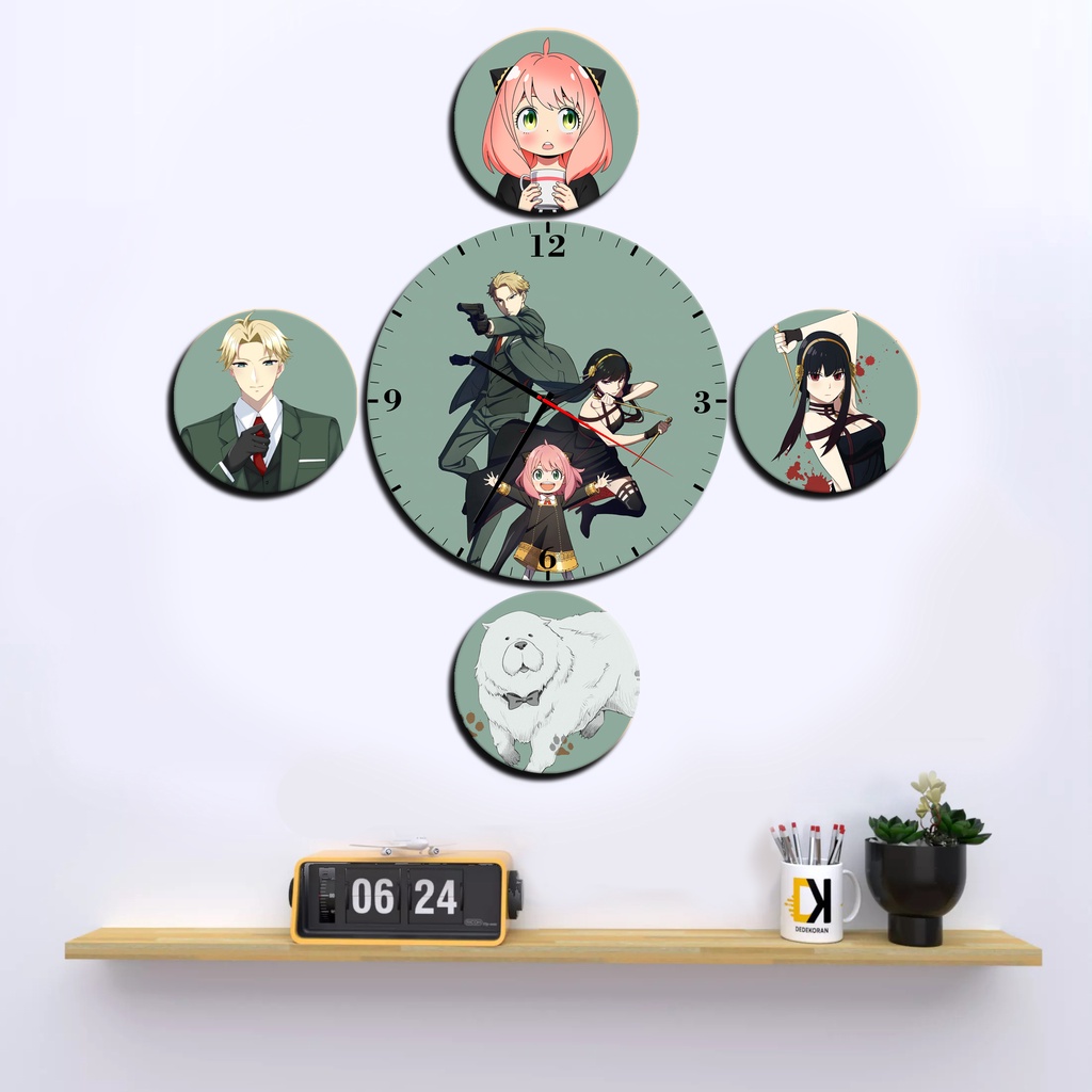 Jual Jam Dinding Kayu Bulat Jumbo 1 Set Anime Spy x Family ...
