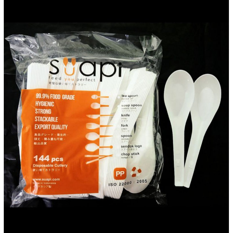 Jual Sendok Bebek plastik putih isi 144 pcs/ sendok bebek Suapi putih ...