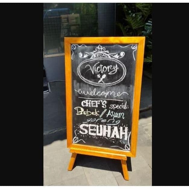 Jual Papan Tulis Kapur Blackboard Menu Cafe + Stand 1 side 50 x 80 ...