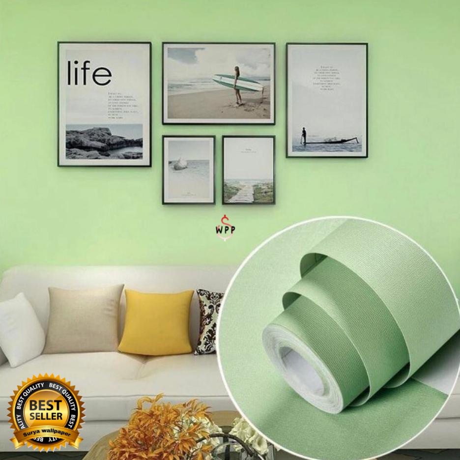 Jual Wallpaper Dinding Motif Polos light Green 45cm x 100cm Wallsticker ...