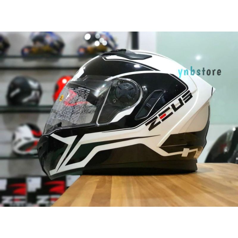 Jual Helm Zeus ZS813 AN6 White Black Putih Hitam Glossy Double Visor ...