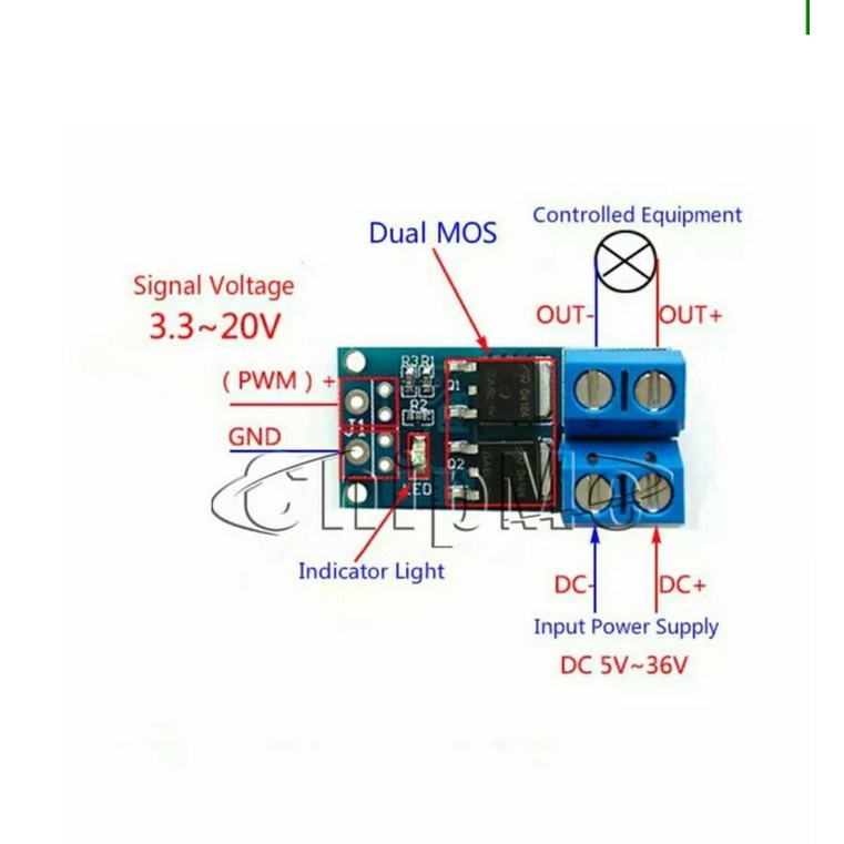 Jual 15A 400W MOSFET Switch Drive Module PWM Regulator Control Panel ...