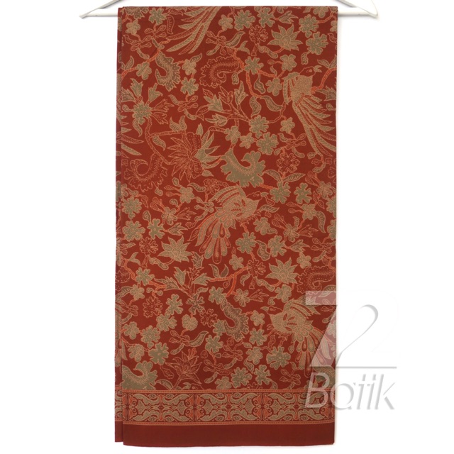 Jual KAIN BATIK PREMIUM Bahan Katun Motif Kembang Warna Orange Oren ...