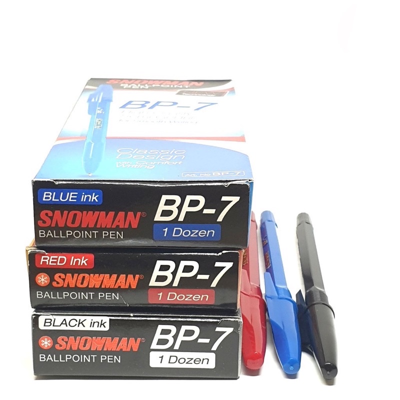 Jual (1 pack) Pulpen Bolpen Bolpoint Snowman BP - 7 / BP7 | Shopee ...