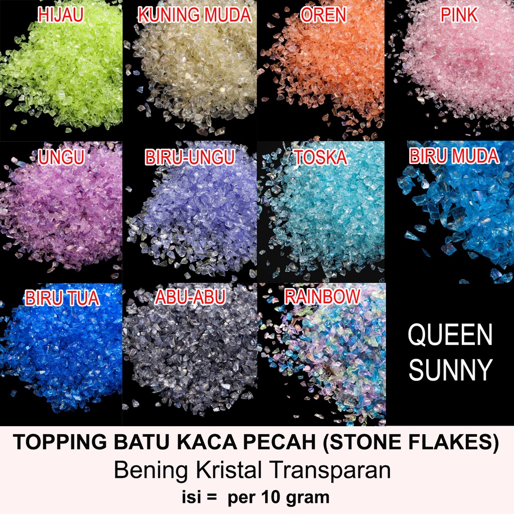 Jual Topping Batu Pecah Kecil Kaca Bening Transparan Stone Flakes ...