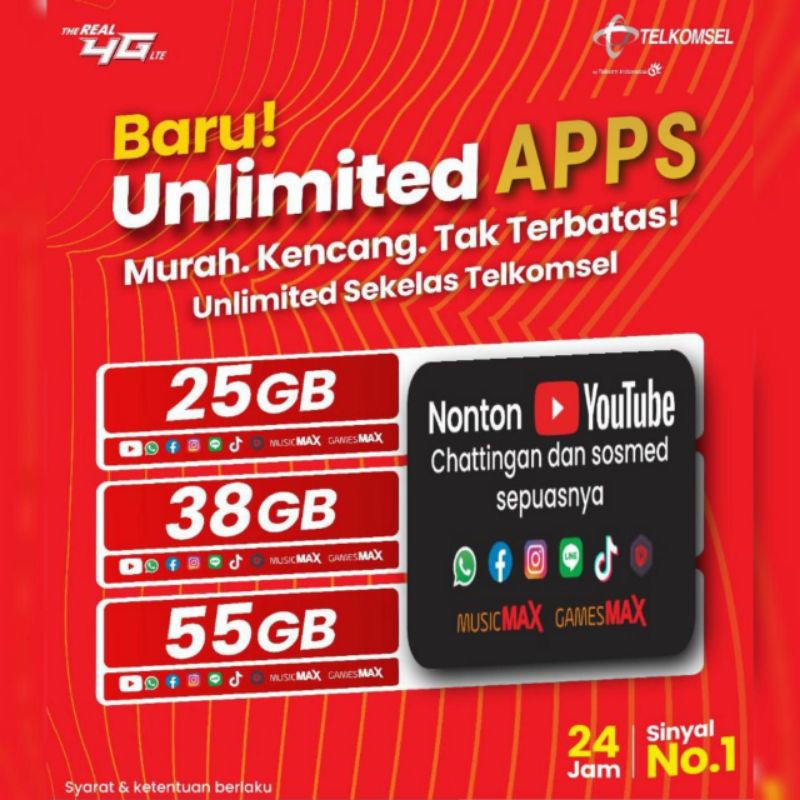 Jual Paket Data Internet Kuota 25gb 30gb 38gb 50gb 55gb 70gb Telkomsel ...