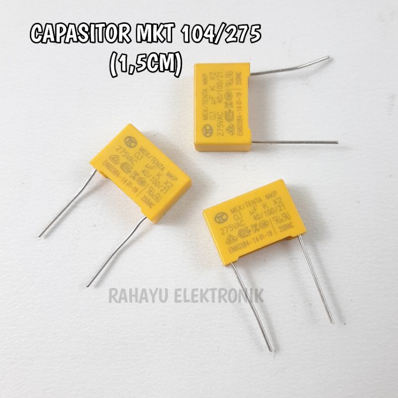 Jual KAPASITOR CAPASITOR MKT 104 / 275V (1,5CM) | Shopee Indonesia