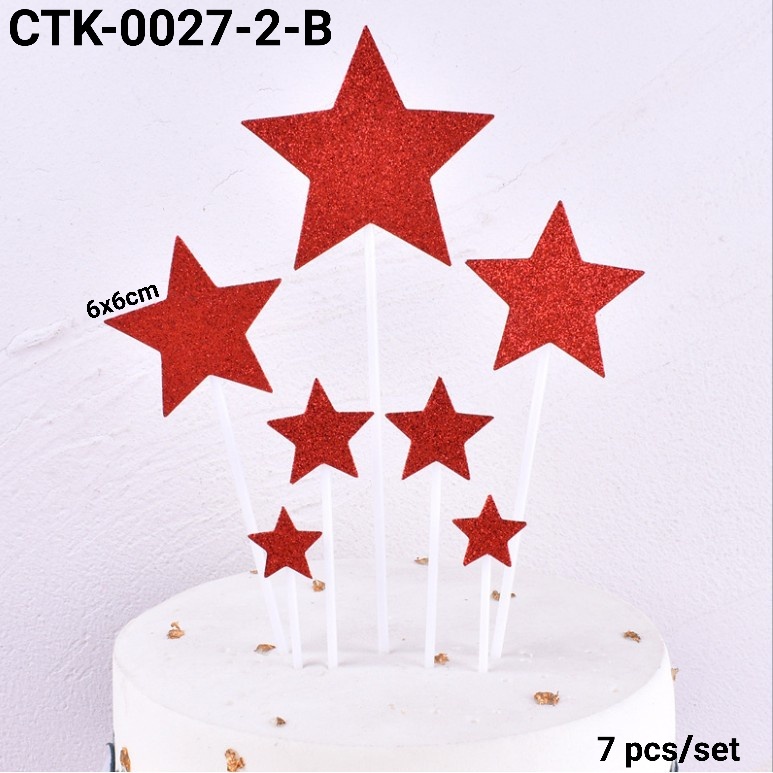 Jual GR-CTK-0027 Cake topper kertas kue bintang hati gold merah silver yamama baking | Shopee ...