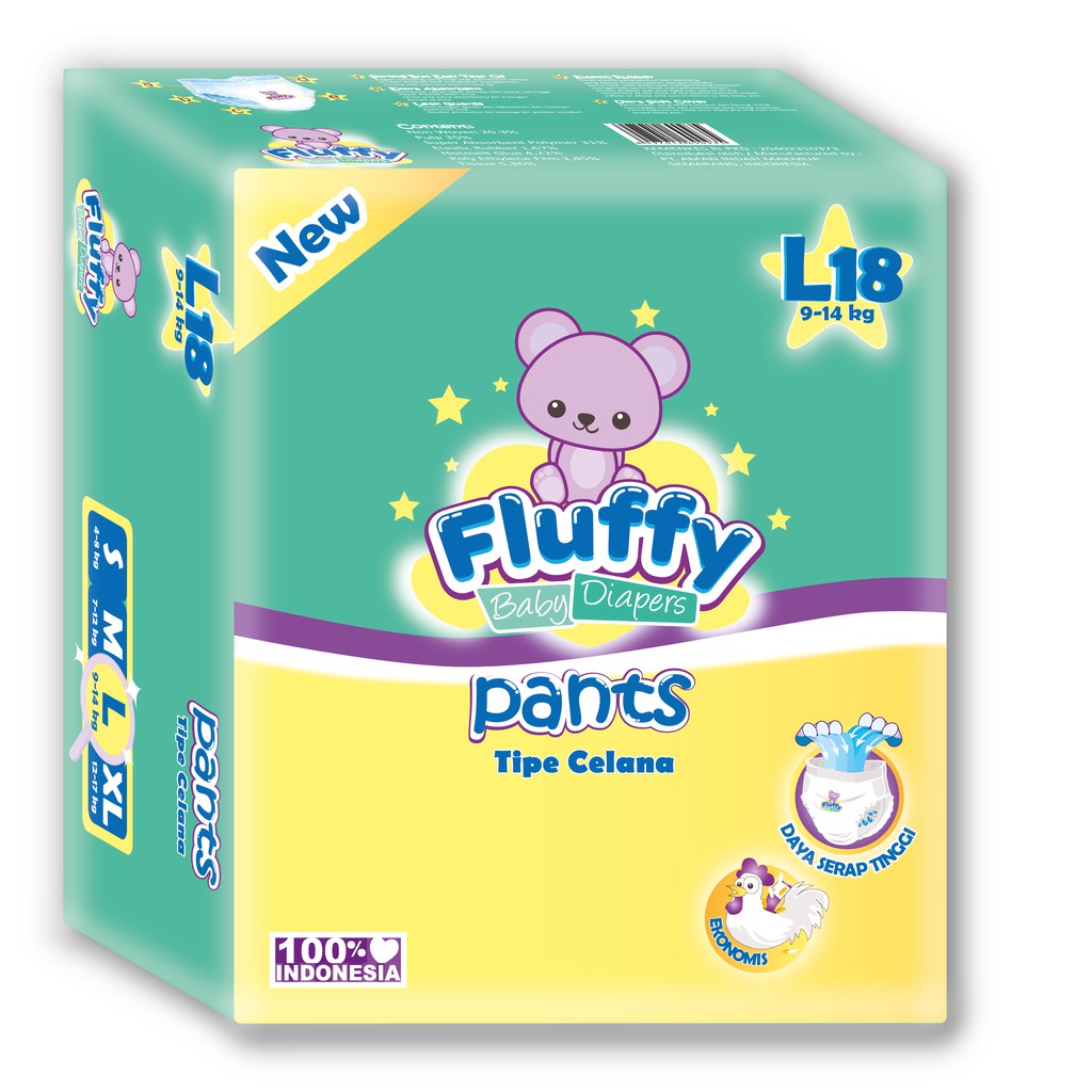 Jual Fluffy Baby Diapers Pants L 18 Pcs - Popok celana bayi Daya Serap ...